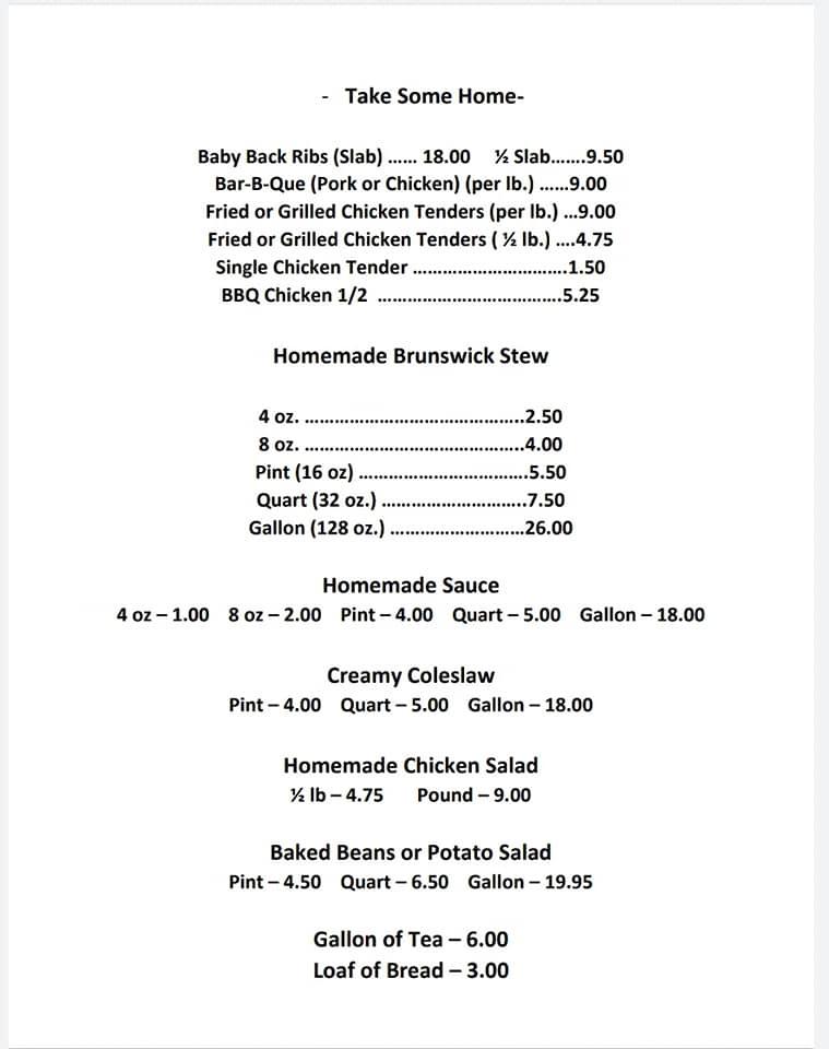 Menu at Rogers Pit-Cooked Bar-B-Que, West Point