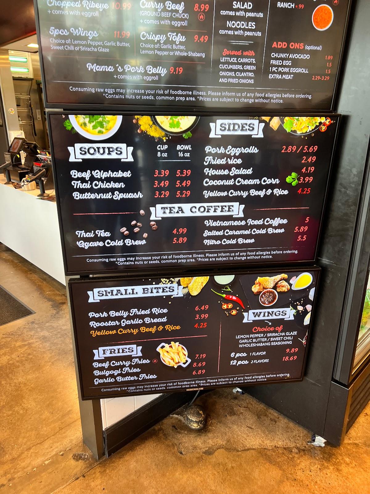 Carta del restaurante Roostar, Houston, Gessner Rd Suite I