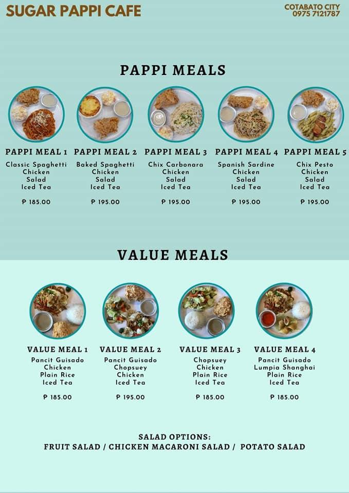 Menu at The Sugar Pappi restaurant, Cotabato City