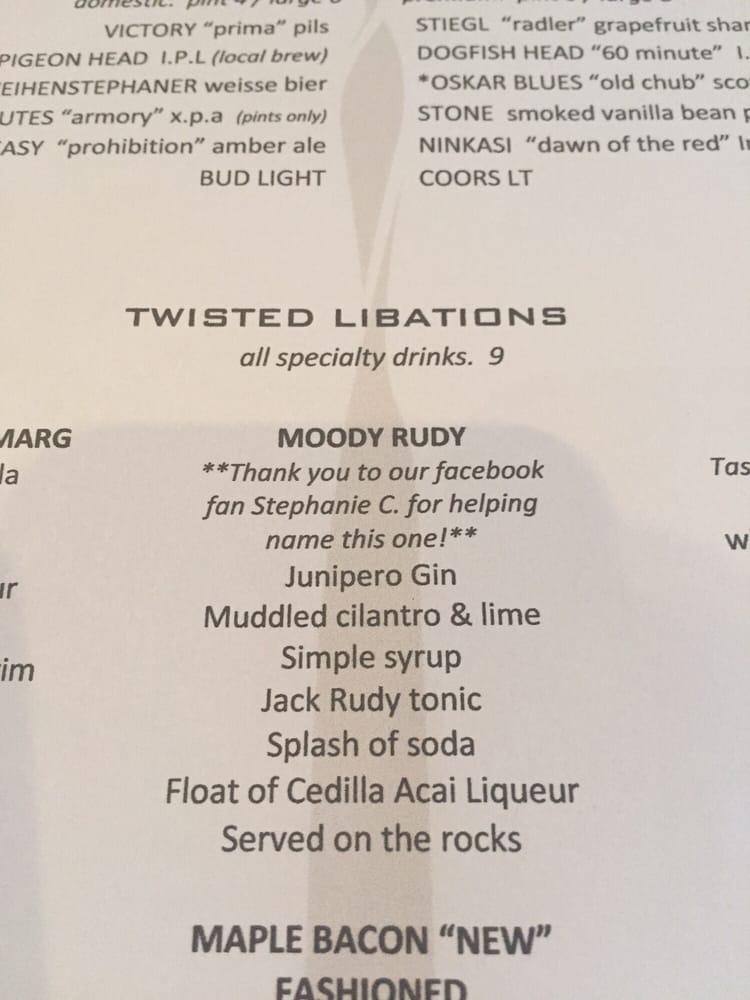 Menu at The Twisted Fork restaurant, Reno