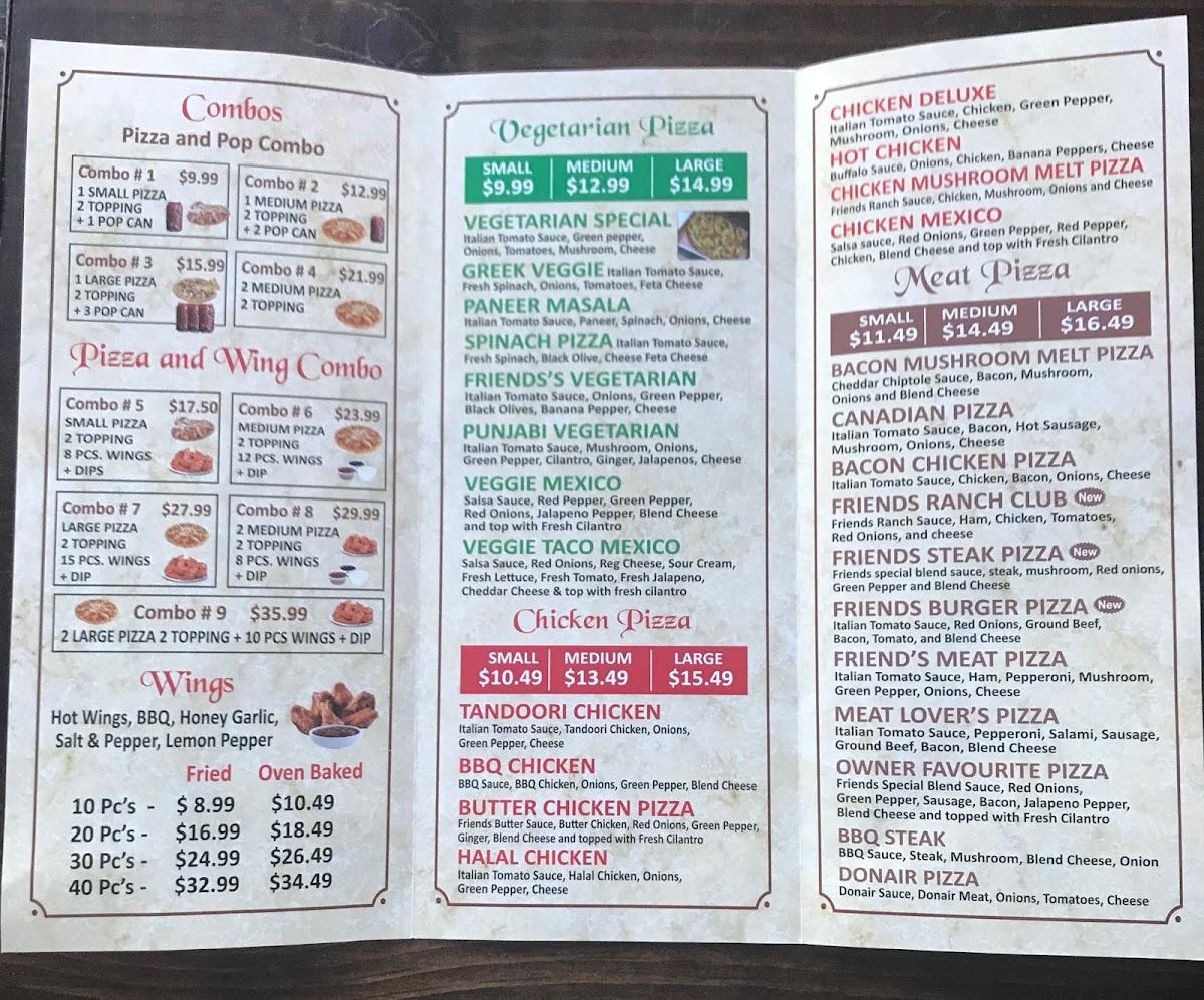 Menu at Friends Pizza Carstairs restaurant, Carstairs