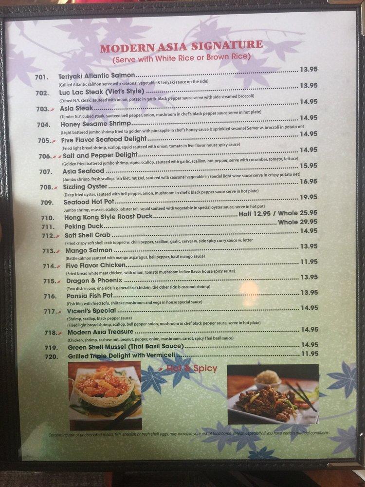 Menu at Modern Asia pub & bar, Frederick