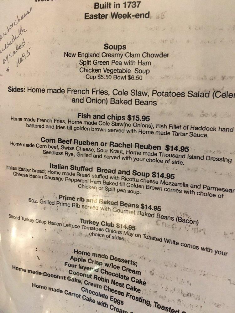 Menu at New Boston Inn restaurant, Sandisfield