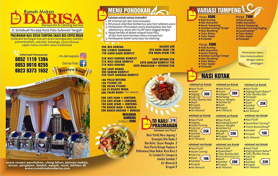 Menu at Rumah Makan Darisa fast food, Palu, Jl. Setia Budi