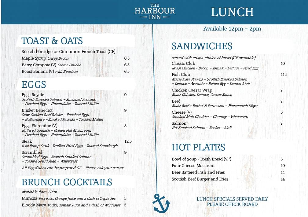 Menu at The Harbour Inn pub & bar, Bowmore