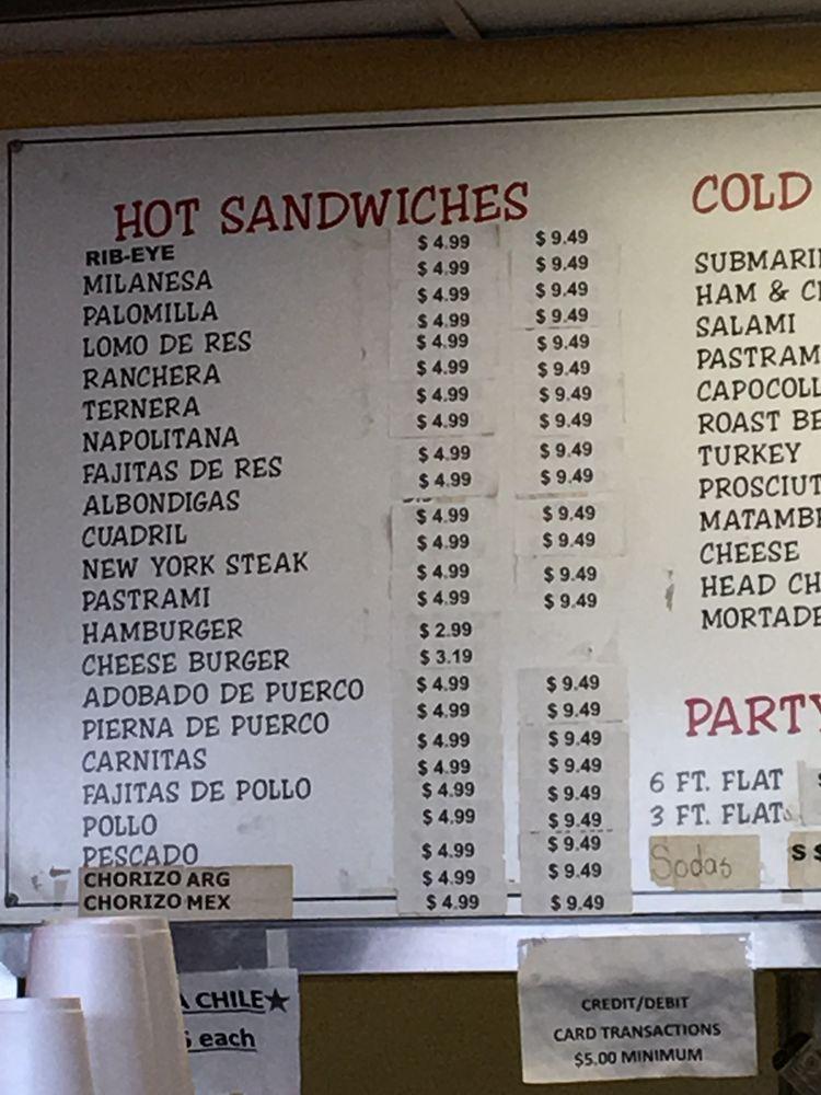 Menu at Tito's Market restaurant, El Monte