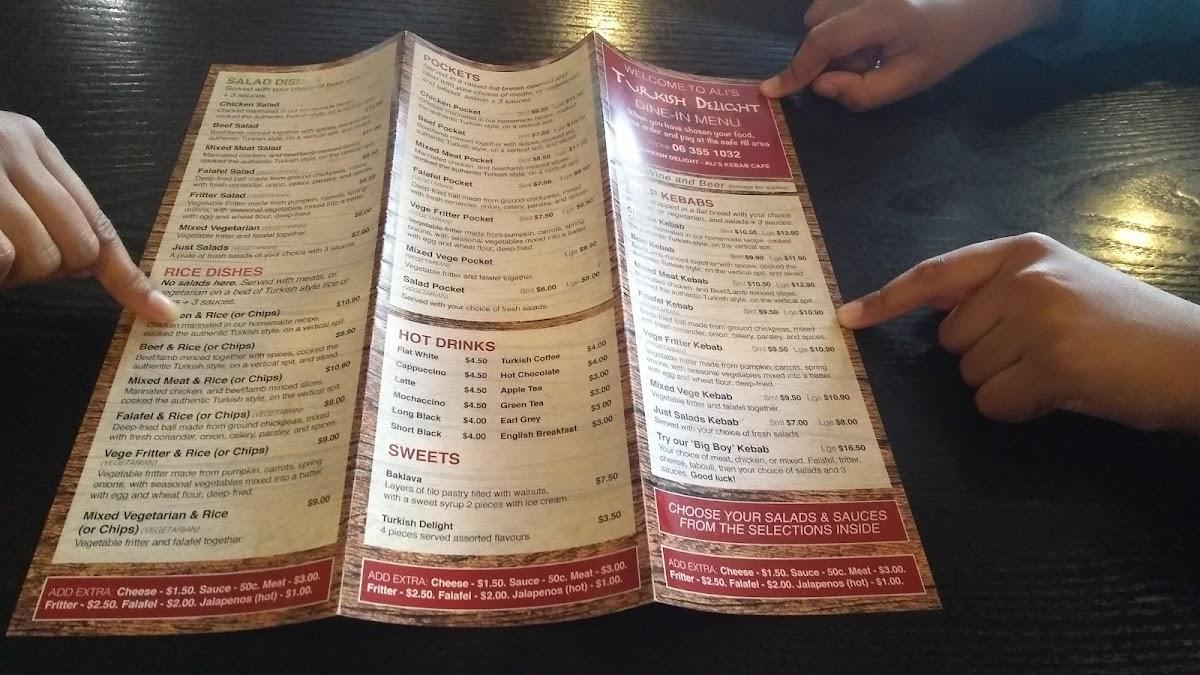 Menu at Turkish Delight - Kebab Cafe, Palmerston North