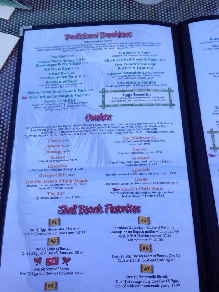 Menu at Zorro's Cafe & Cantina, Pismo Beach