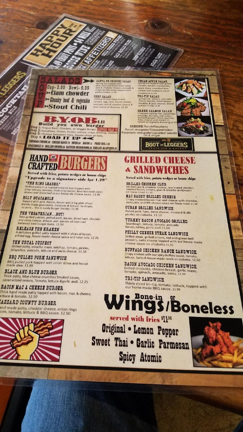 Menu at Bootleggers Craft Pub & Eatery, Bakersfield