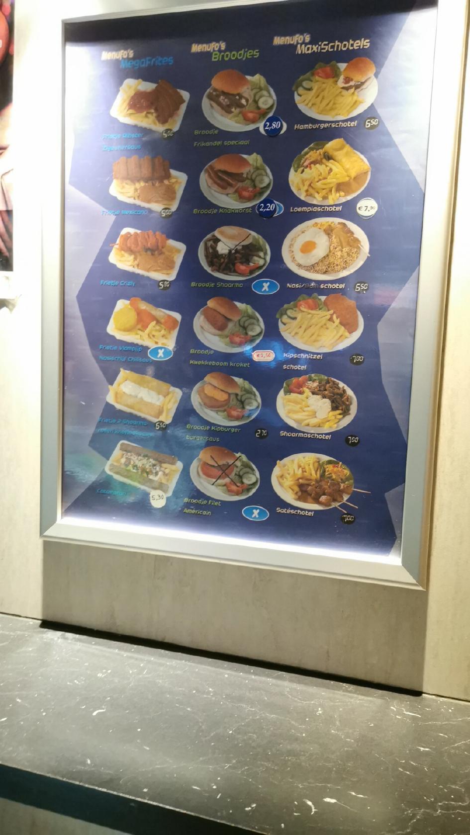 Menu at Cafetaria Kam Boat, Yerseke