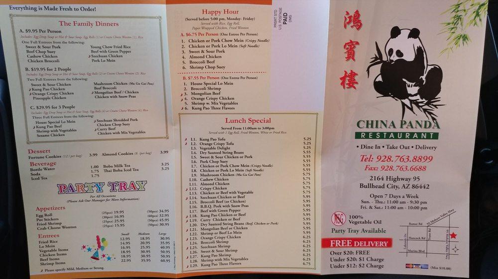 Menu at China Panda Restaurant, Bullhead City