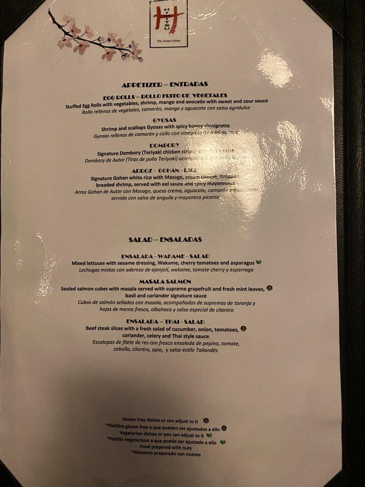 Menu at Himitsu restaurant, Puerto Vallarta