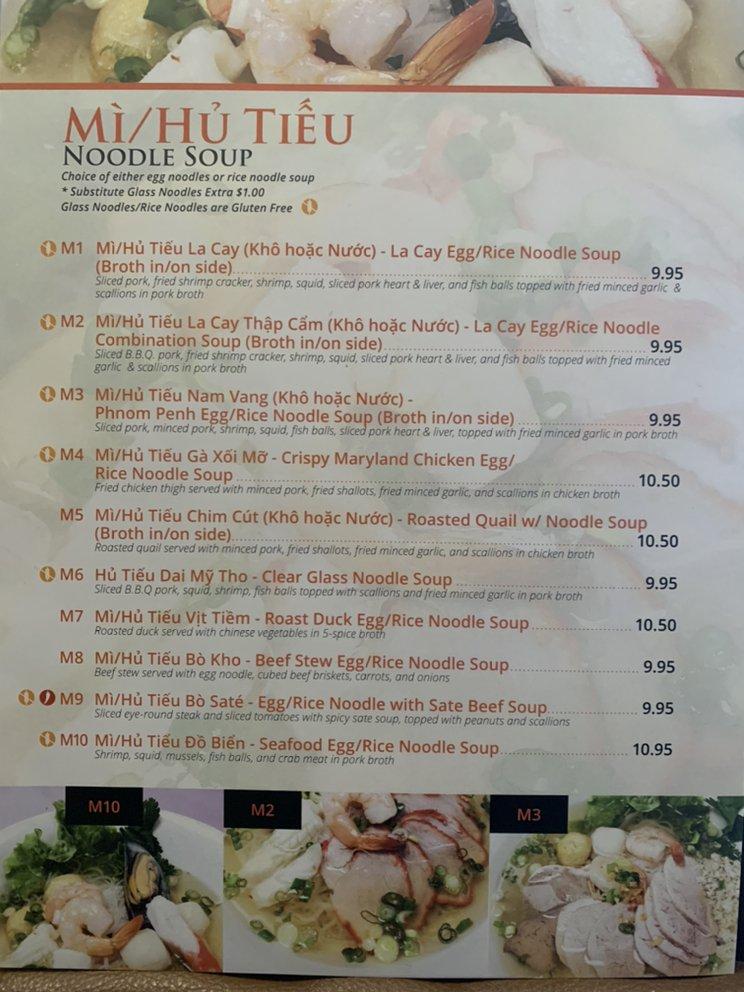 Menu at Mi La Cay restaurant, North Kensington, University Blvd W