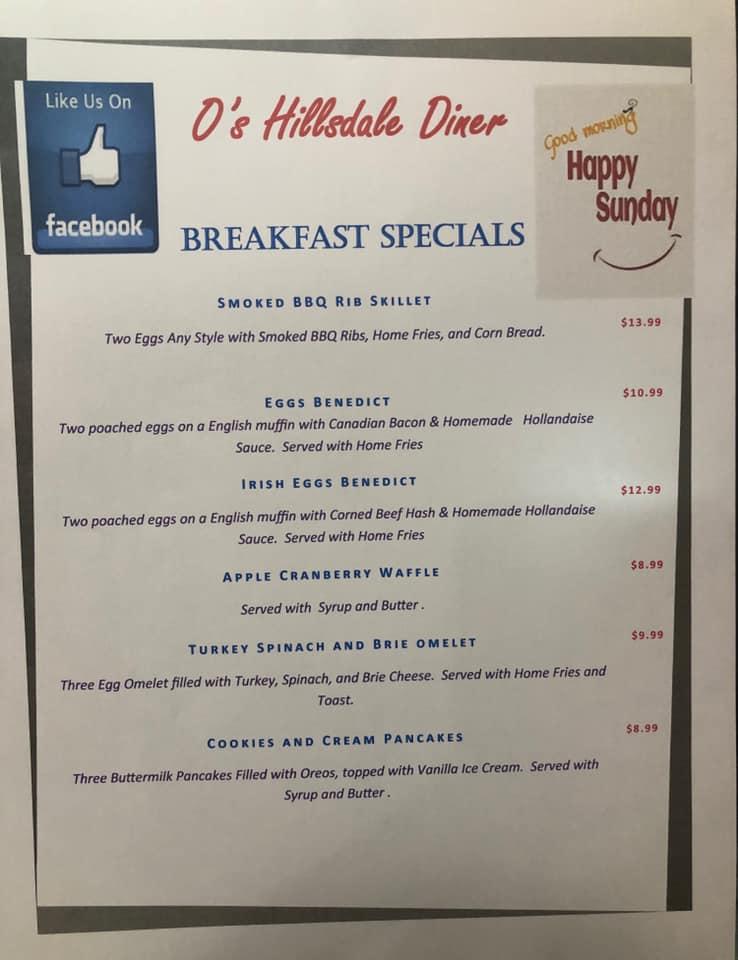 Menu at Sweet Peas Country Diner restaurant, Hillsdale