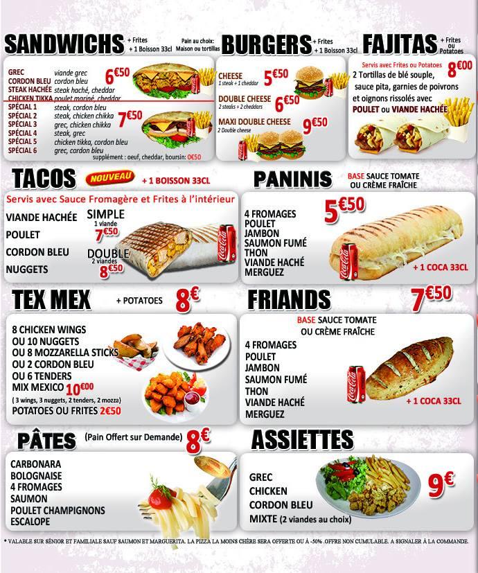 Menu at PIZZARIUM pizzeria, Orsay