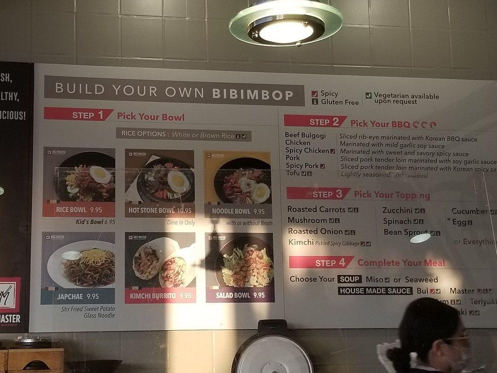 Menu at Rice Master - Korean BBQ Bibimbop, Burleson