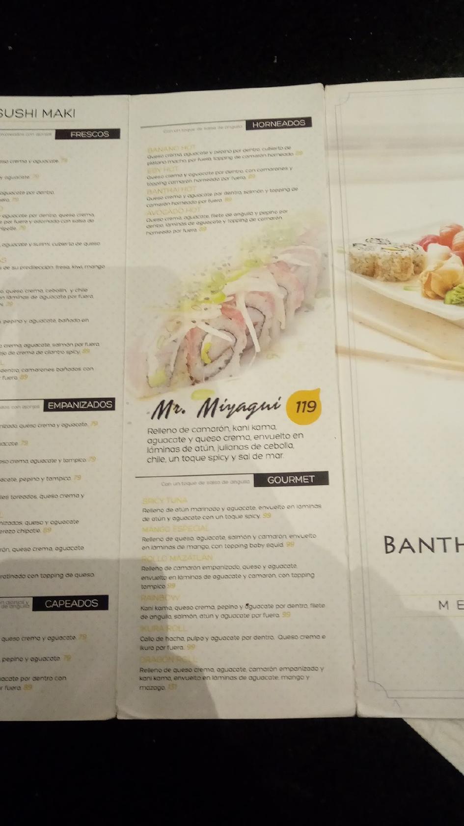 Menu at Banthai restaurant, Durango, Guadiana 301