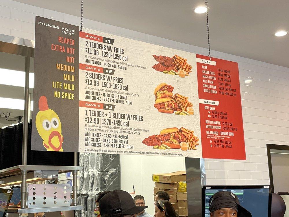 Menu at Dave's Hot Chicken restaurant, Orlando