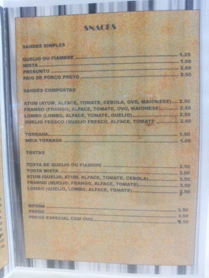 Menu at Happy Time pub & bar, Lisbon, Rua Luciana Stegnano Picchio