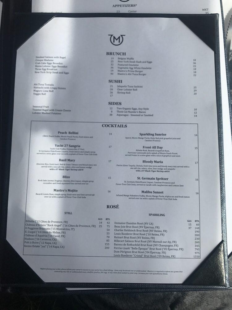 Carta de Mastro's Ocean Club, Malibu, Pacific Coast Hwy