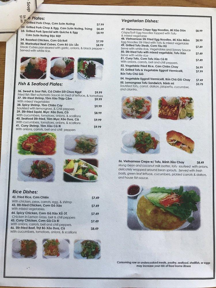 Menu at Pho 36 restaurant, Avon