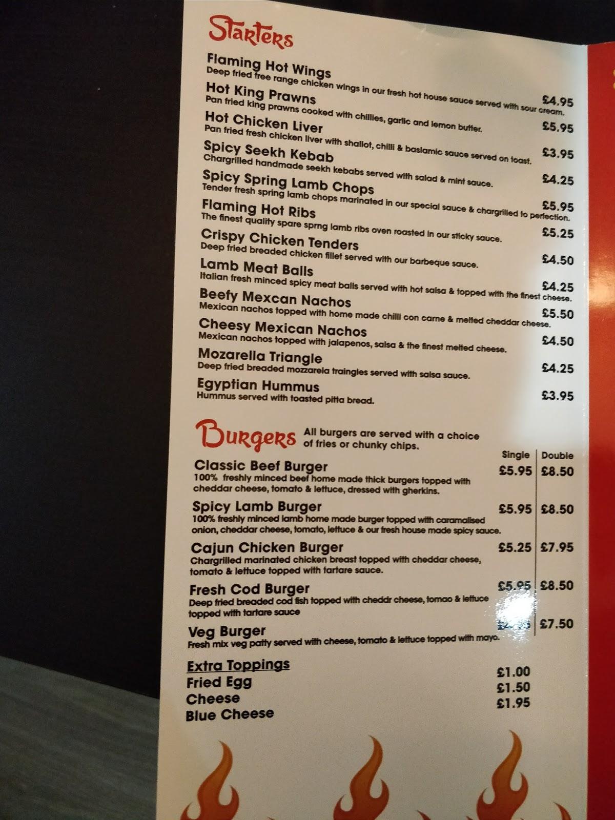 Menu at Sizzlers Takeaway fast food, Batley, 375 Bradford Rd
