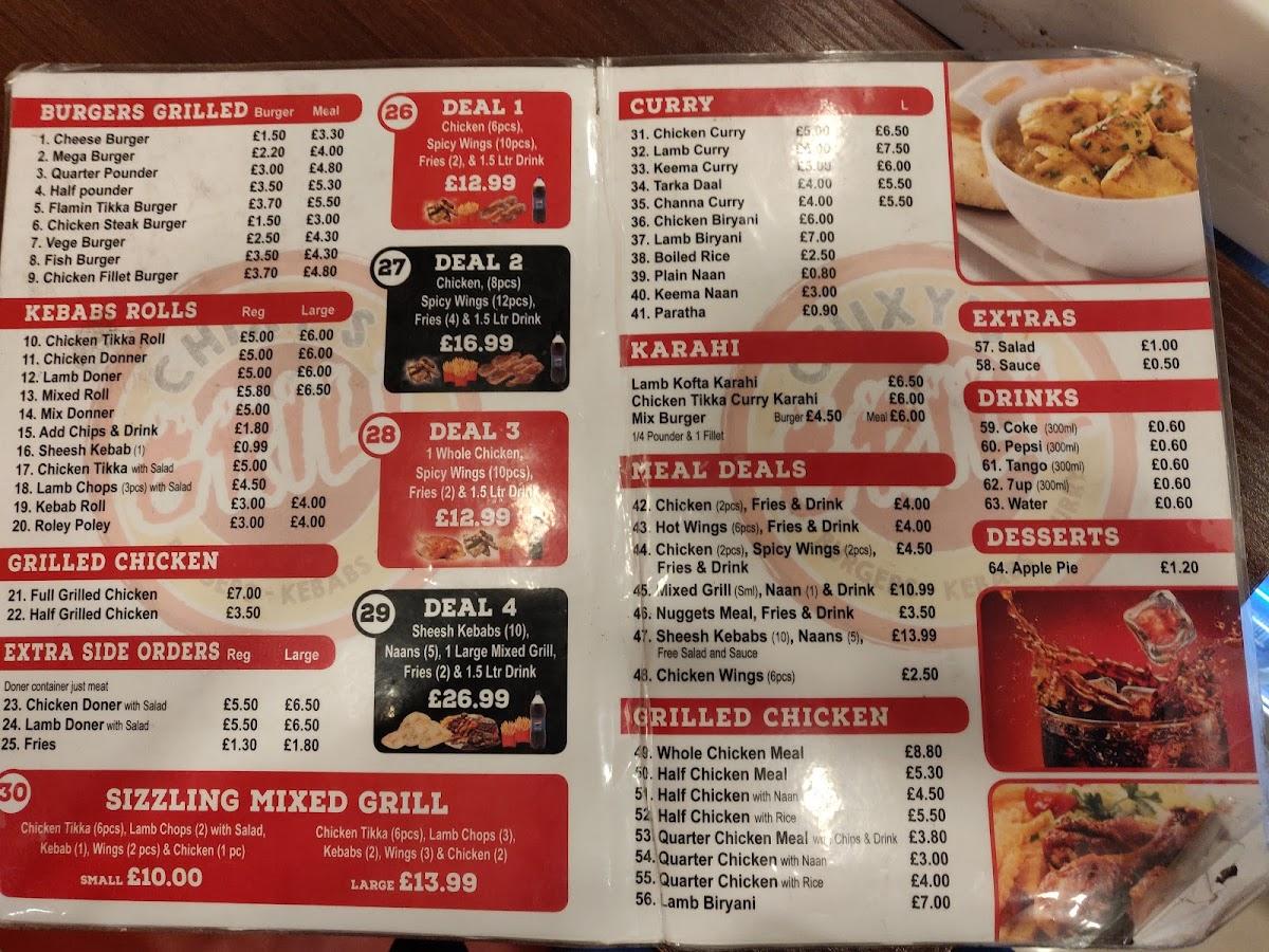 Menu at Chixys Grill fast food, Hayes