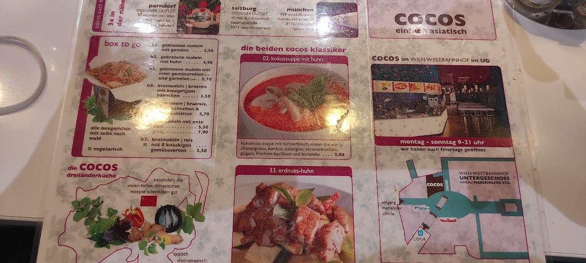 Speisekarte von cocos restaurant, Wien, Europaplatz 2