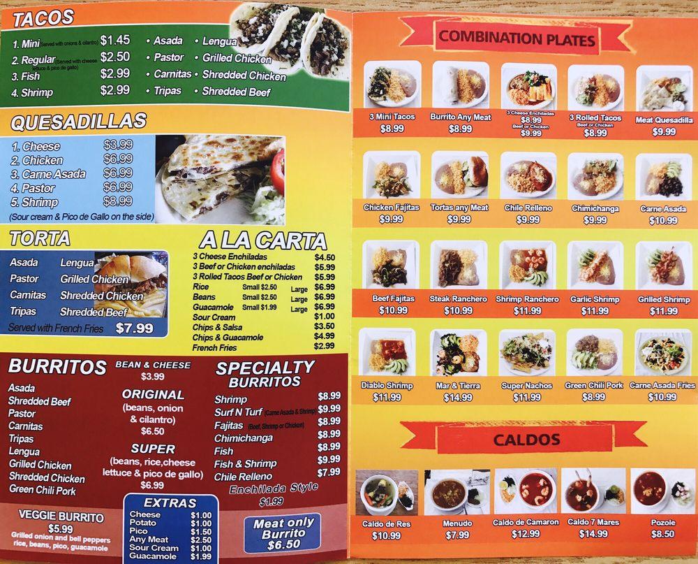 Menu at El Ranchero Mexican Grill restaurant, Chandler