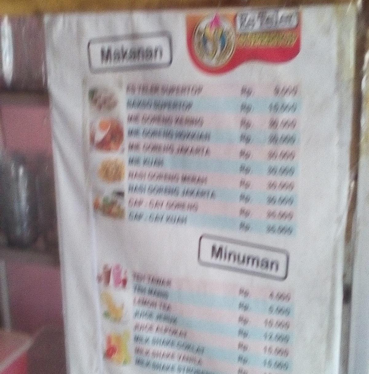 Menu at Es Teler SUPERTOP restaurant, Makassar