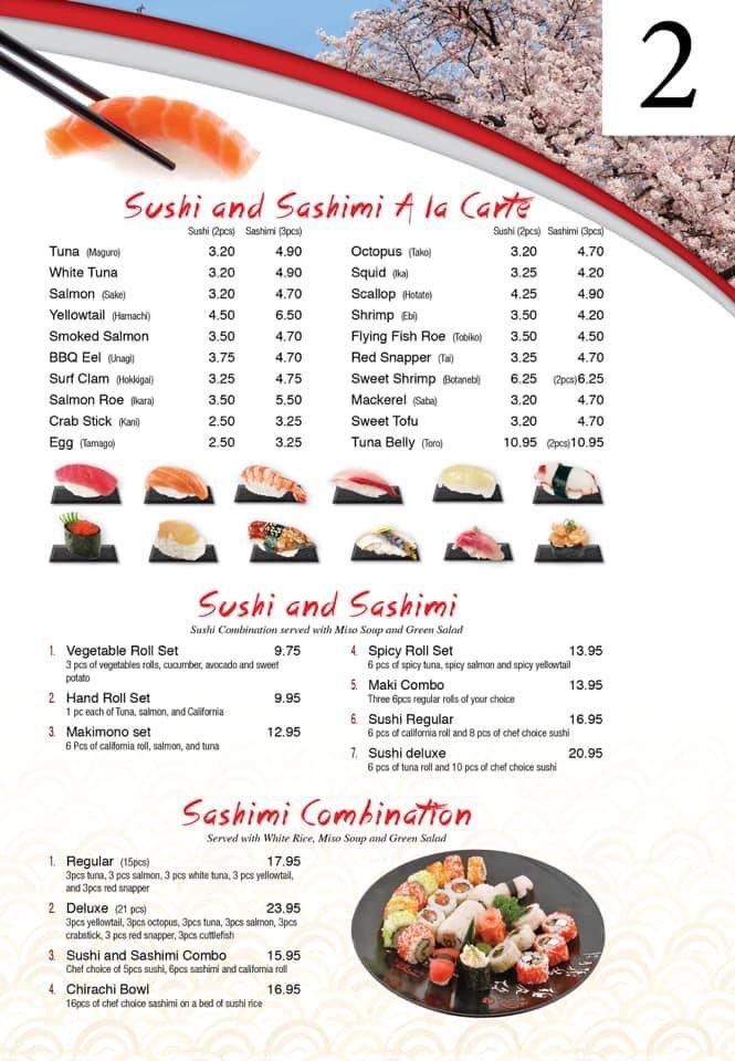 Menu at Fuji Hibachi & Sushi restaurant, Cookeville