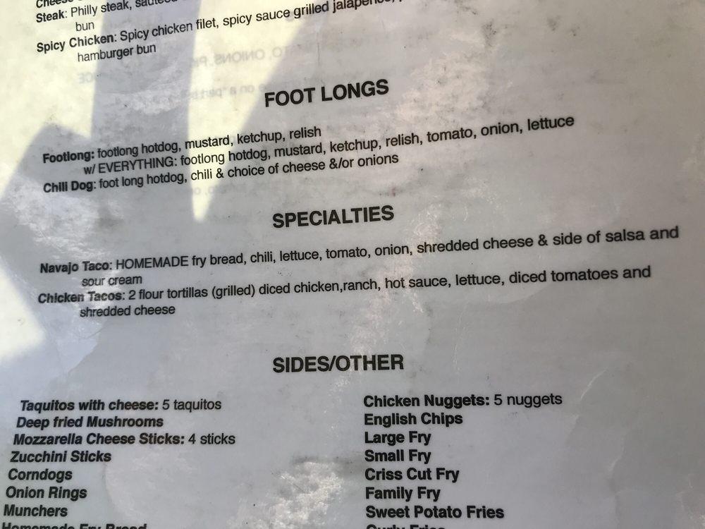 Menu at Hermie's Drive In restaurant, Cedar City