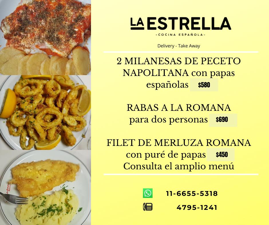 Carta de La Estrella Restaurant, Vicente López, Tapiales 1136