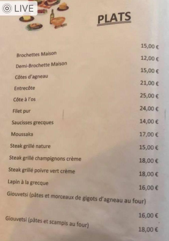 Menu au Restaurant Le Marathon, Charleroi