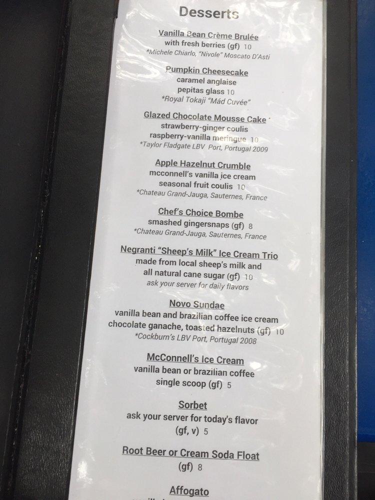 Menu at Novo pub & bar, San Luis Obispo