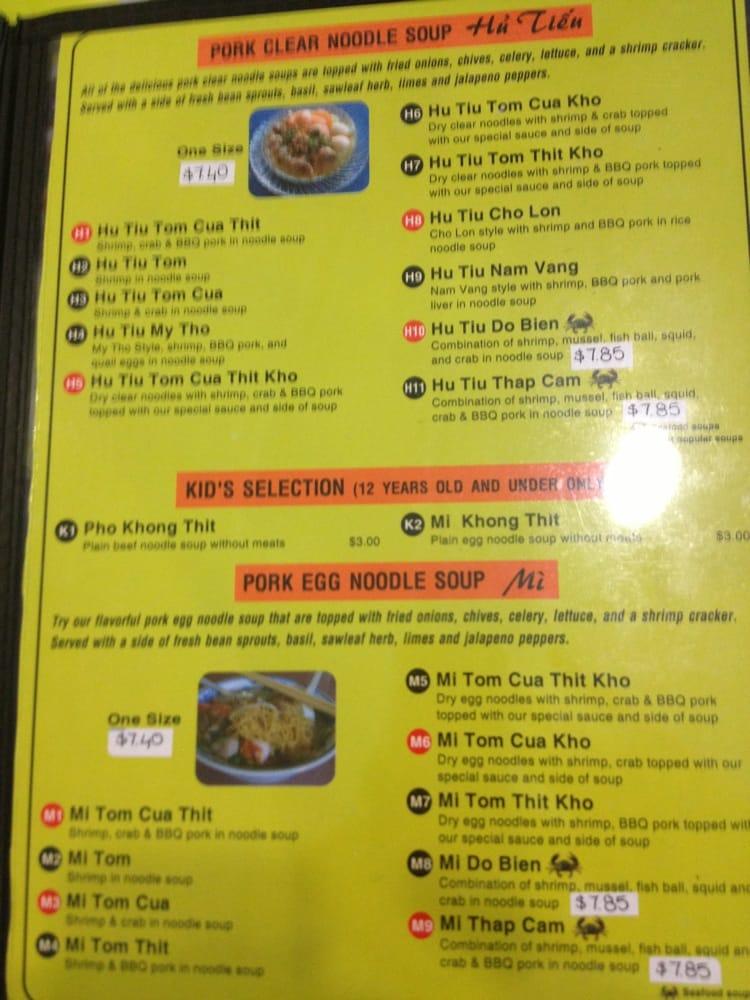 Menu at Pho Lien Hoa restaurant, Oklahoma City, 901 NW 23rd St
