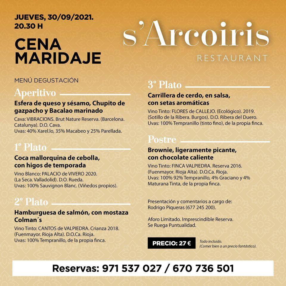 Menu at Retaurant Arco Iris restaurant, Can Picafort