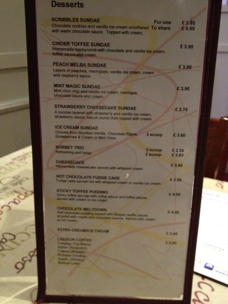 Menu at Scribbles pizzeria, Elgin