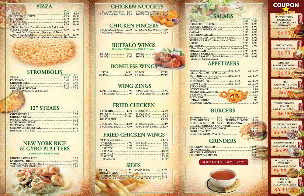 Menu at Gold Star Pizza pizzeria, Philadelphia