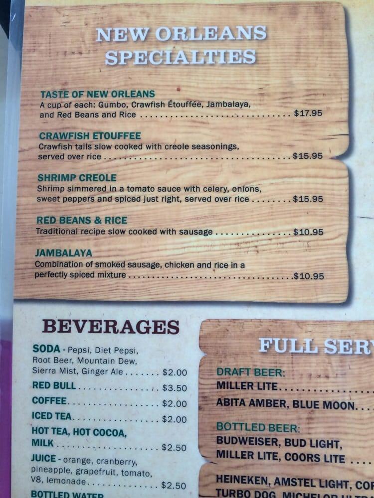 Menu at Market Cafe, New Orleans