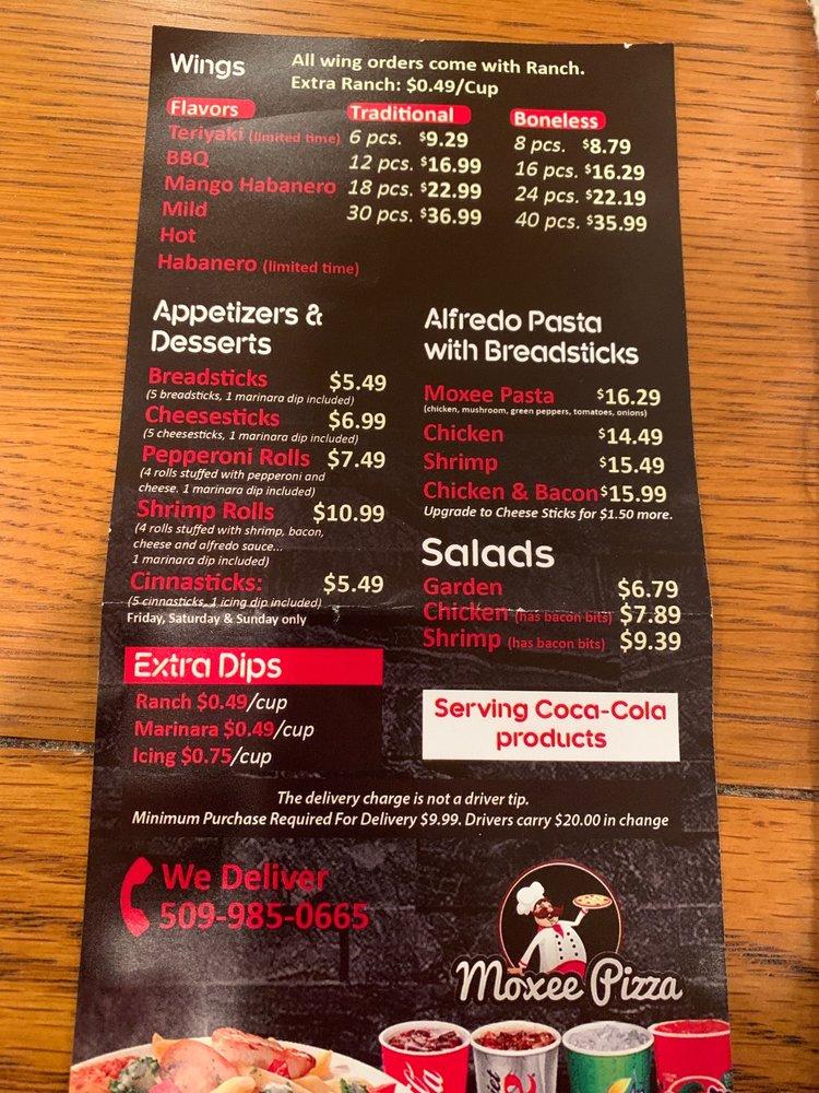 Menu at Moxee Pizza In Moxee pizzeria, Moxee, 304 W Seattle Ave