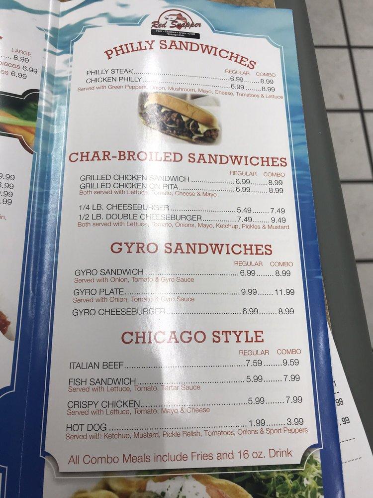 Menu at red snapper fish & chicken restaurant, Hapeville
