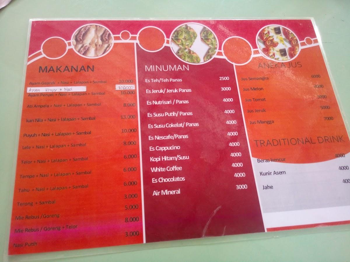 Carta del restaurante Ayam Geprek dan Penyetan Mbok Yem, Bringin