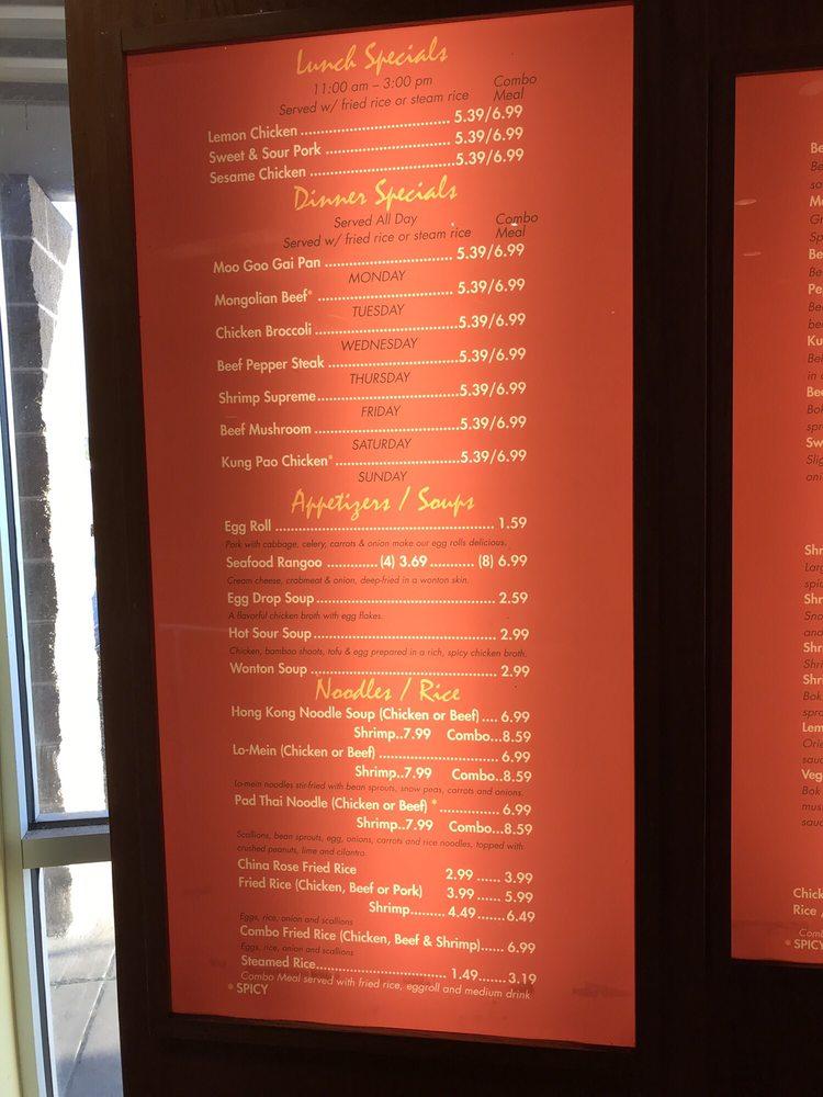 Menu at China Rose restaurant, San Antonio, SW Military Dr # 100 # 100