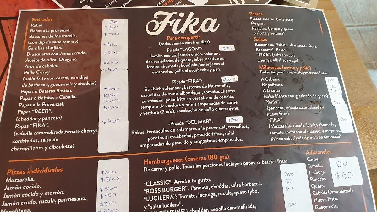 Menu at Fika Food & Beer House pub & bar, La Lucila del Mar
