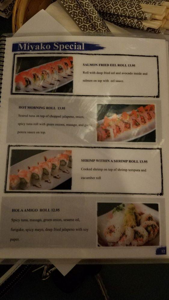 Menu at Miyako Japanese Restaurant, San Clemente