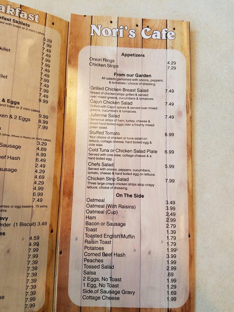 Menu at Nori's Cafe, Loves Park