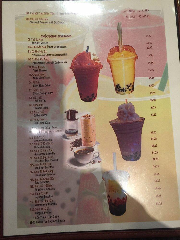 Menu at Saigon One Restaurant, Boston