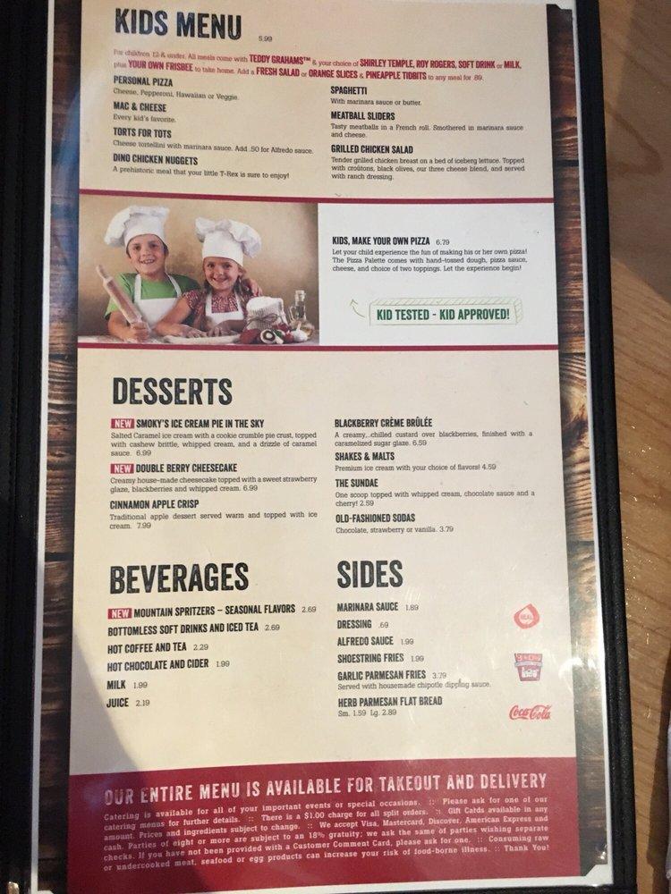 Menu at Smoky Mountain Pizzeria & Grill, Sandy
