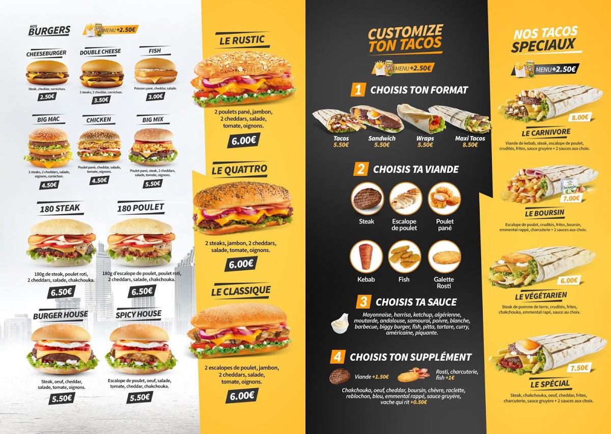 Menu at TACOS BURGER VENISSIEUX restaurant, Vénissieux